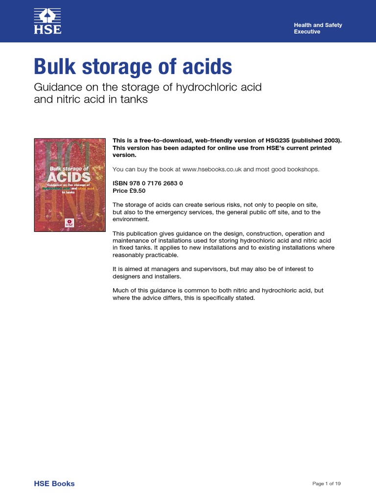HSE - Bulk Storage of Acids | PDF | Fiberglass | Valve