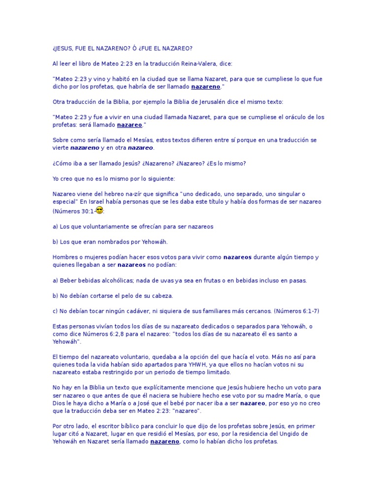 JESUS Nazareno o Nazareo | PDF | Isaias | Biblia