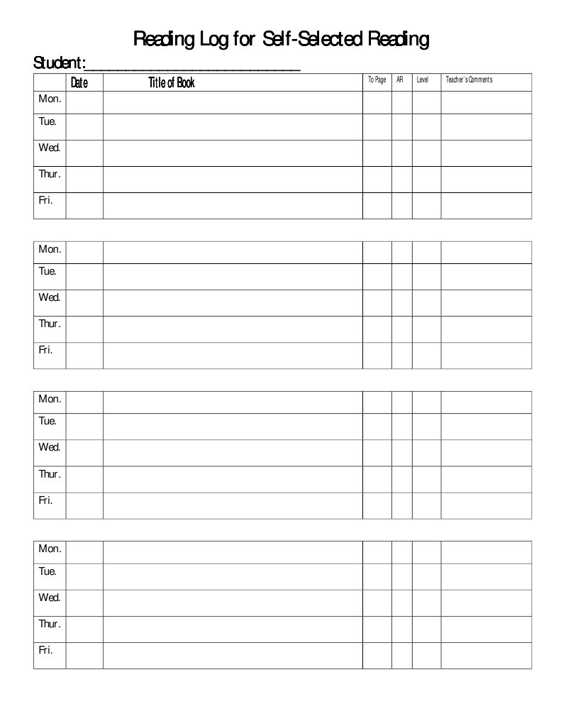 Ella Reading Log | PDF