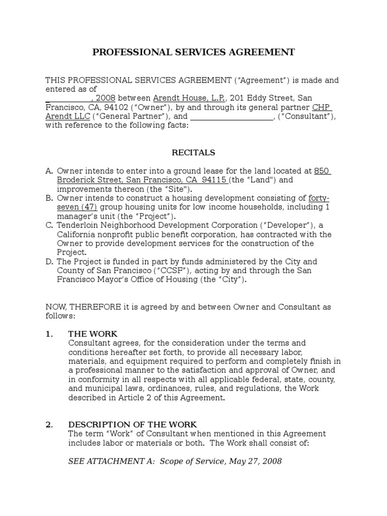 Professional Services Agreement: Recitals | PDF | Indemnity | Insurance