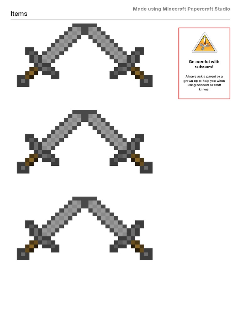 Minecraft Papercraft Iron Sword