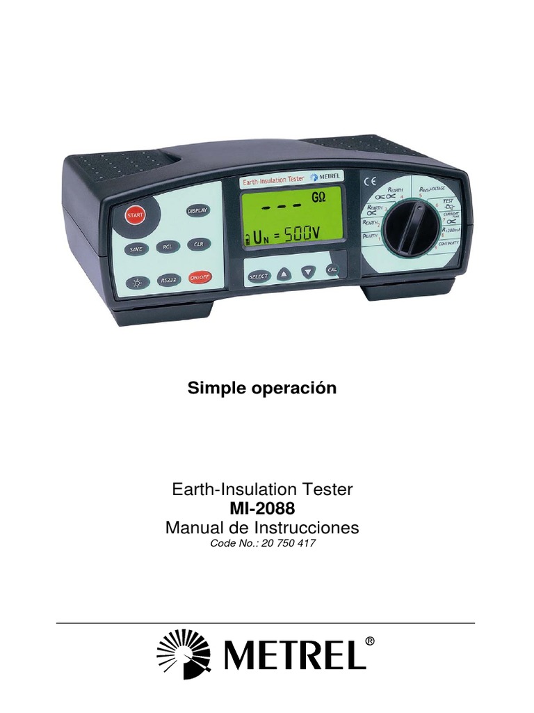 MI 2088 Earth Insul - Tester SPA 20 750 417 | PDF | Resistencia ...