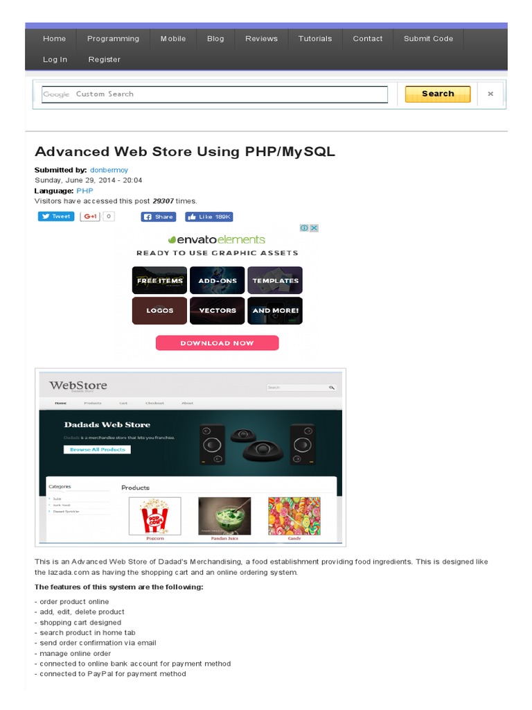 Advanced Web Store Using PHP - MySQL - Free Source Code, Tutorials and Articles | PDF | Online ...