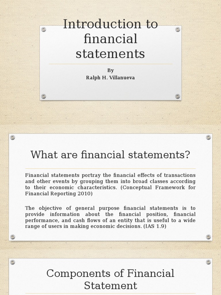 Introduction To Financial Statements | PDF | Financial Statement ...