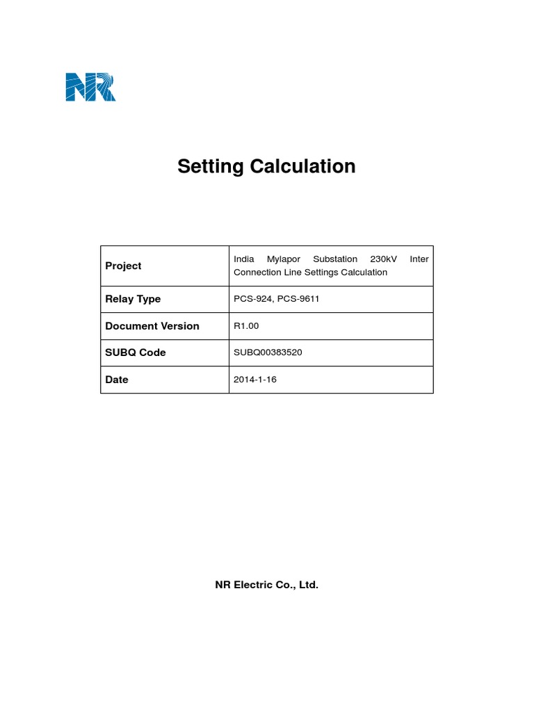 PCS-924 PCS-9611 - Setting Calculation - EN - GW1200249 - India Mylapor ...