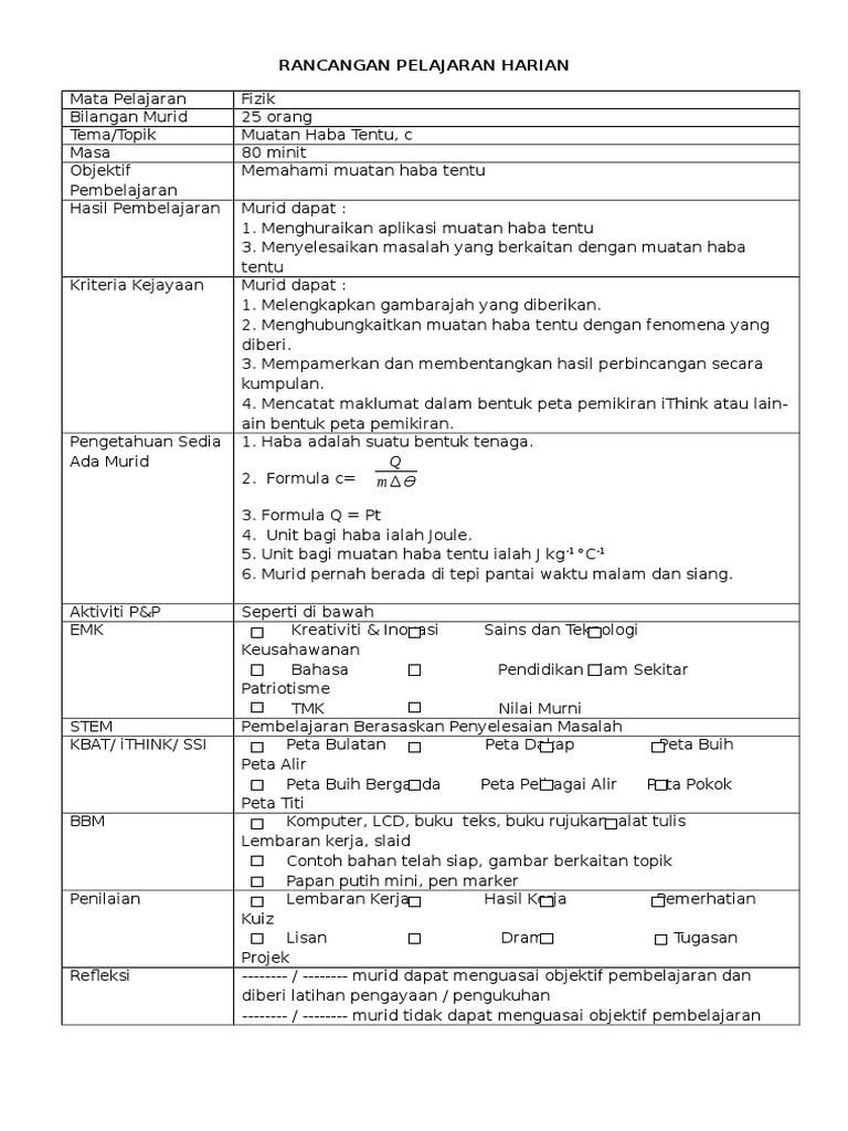 4.2 RPH Muatan Haba Tentu | PDF