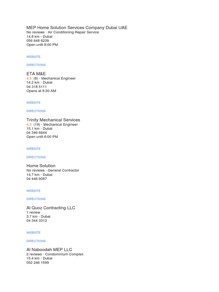 A Comprehensive List of MEP, Electrical, and Mechanical Service ...