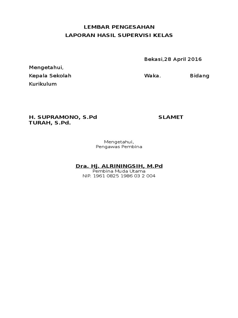 Lembar Pengesahan Supervisi | PDF