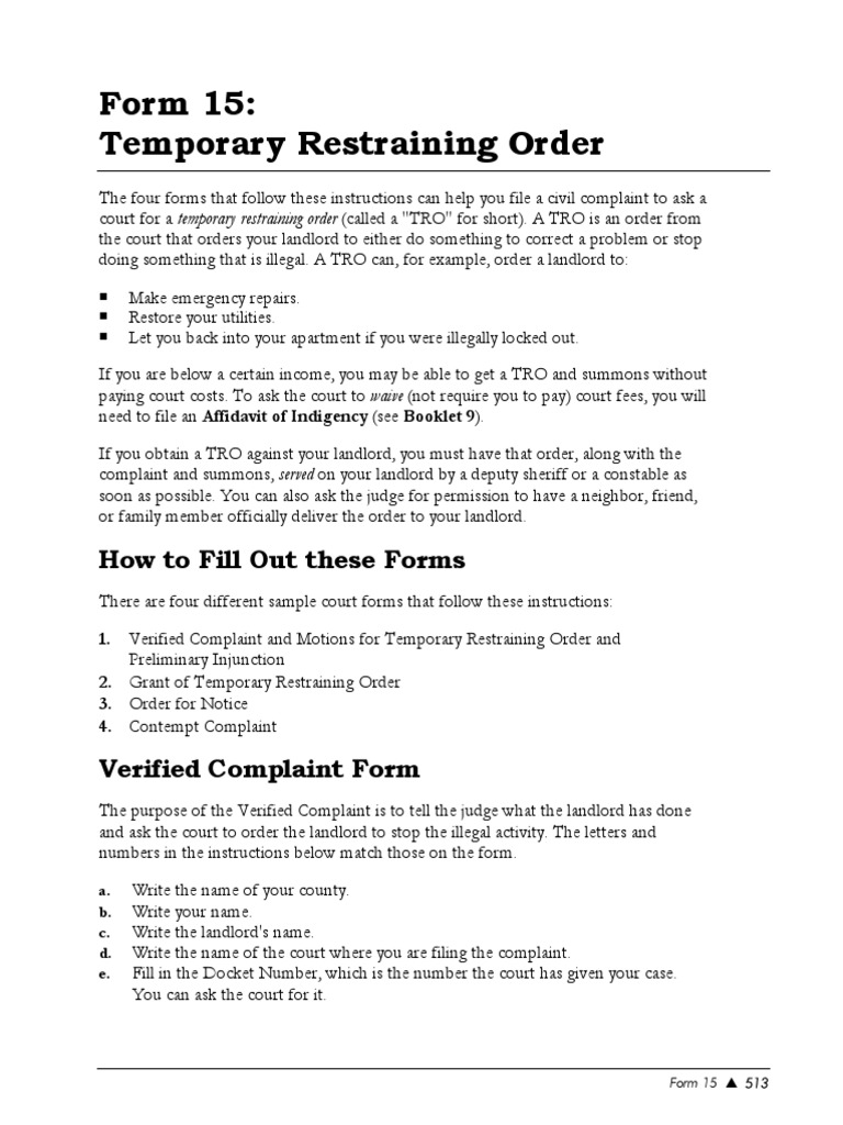 Temporary Restraining Order | PDF | Courtroom | Complaint
