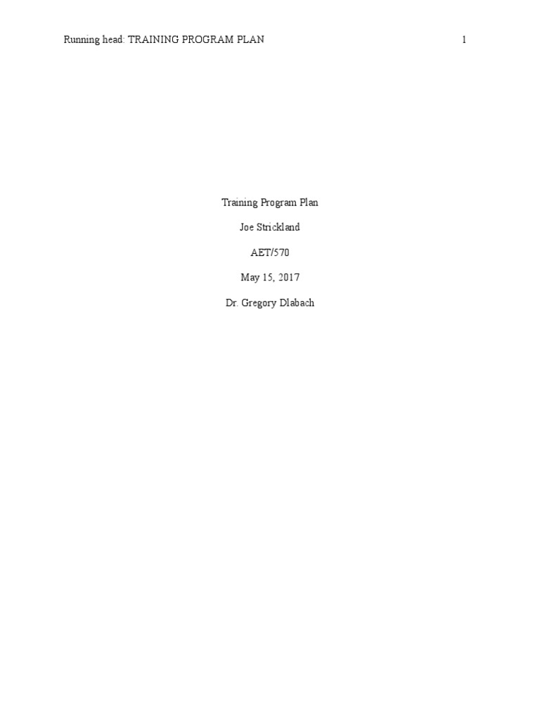 Training Program Plan - Strickland | PDF | Facilitator | Employment