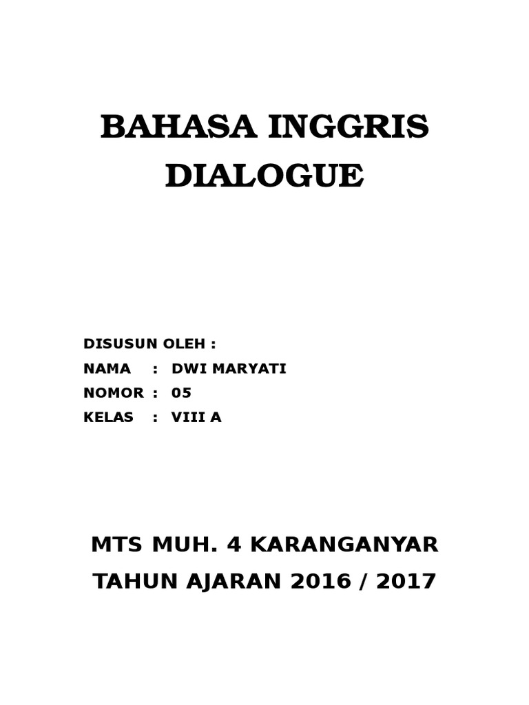 Dialogue Bahasa Inggris - Dwi Maryati | PDF | Leisure