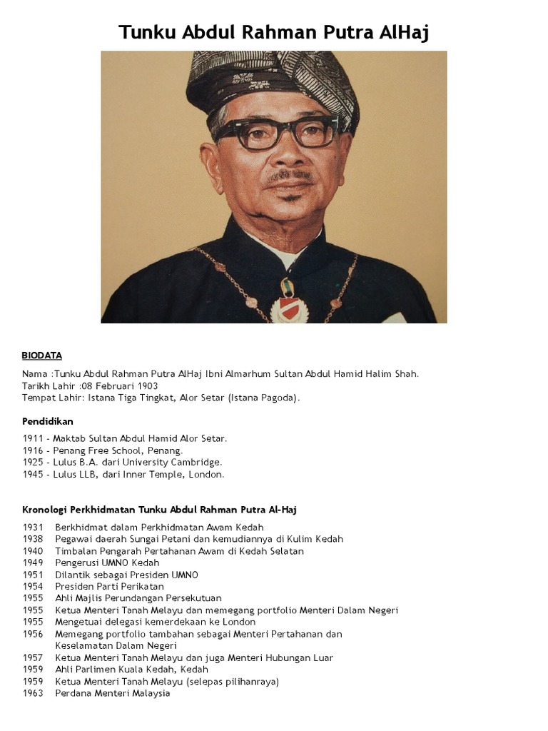 Tunku Abdul Rahman Putra AlHaj | PDF