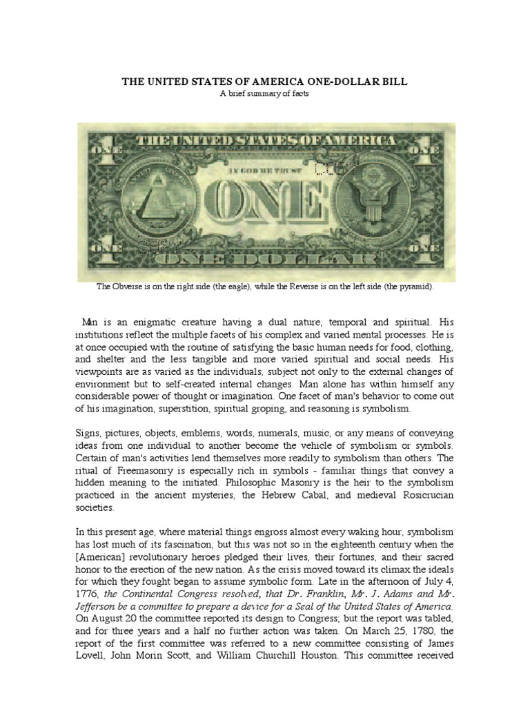 The United States of America One-Dollar Bill | PDF | Freemasonry