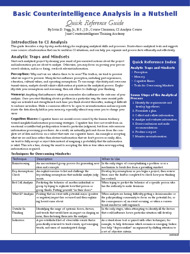 PB2010105593fixed - Basic Counterintelligence Analysis in A Nutshell | PDF | Intelligence ...