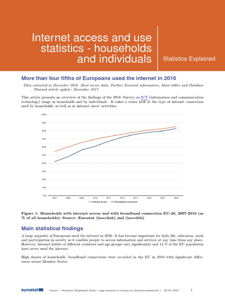 Internet Access and Use Statistics - Households and Individuals | PDF ...