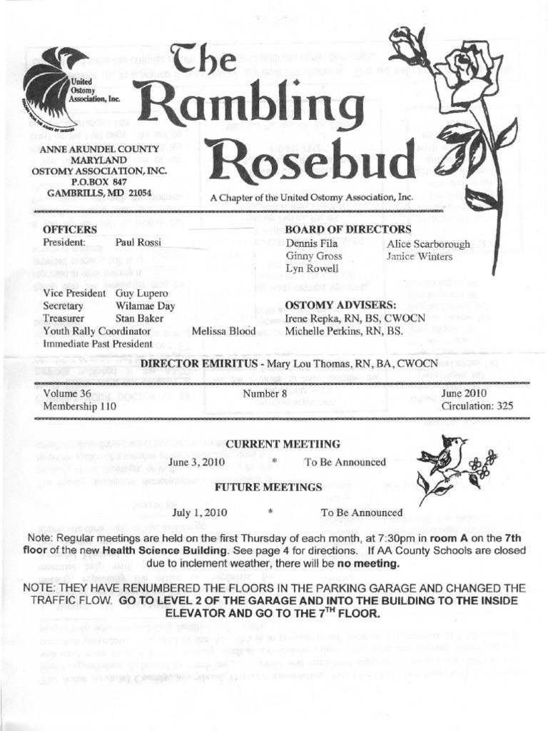 Rosebu: Anne Arundel County Maryland Ostomy Association, Ine. P.O.Box ...