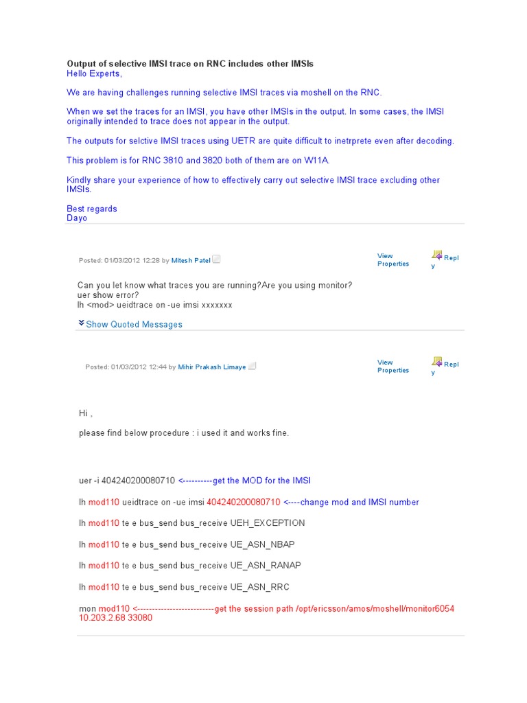 Call Trace IMSI Example | PDF | Computing | Communication