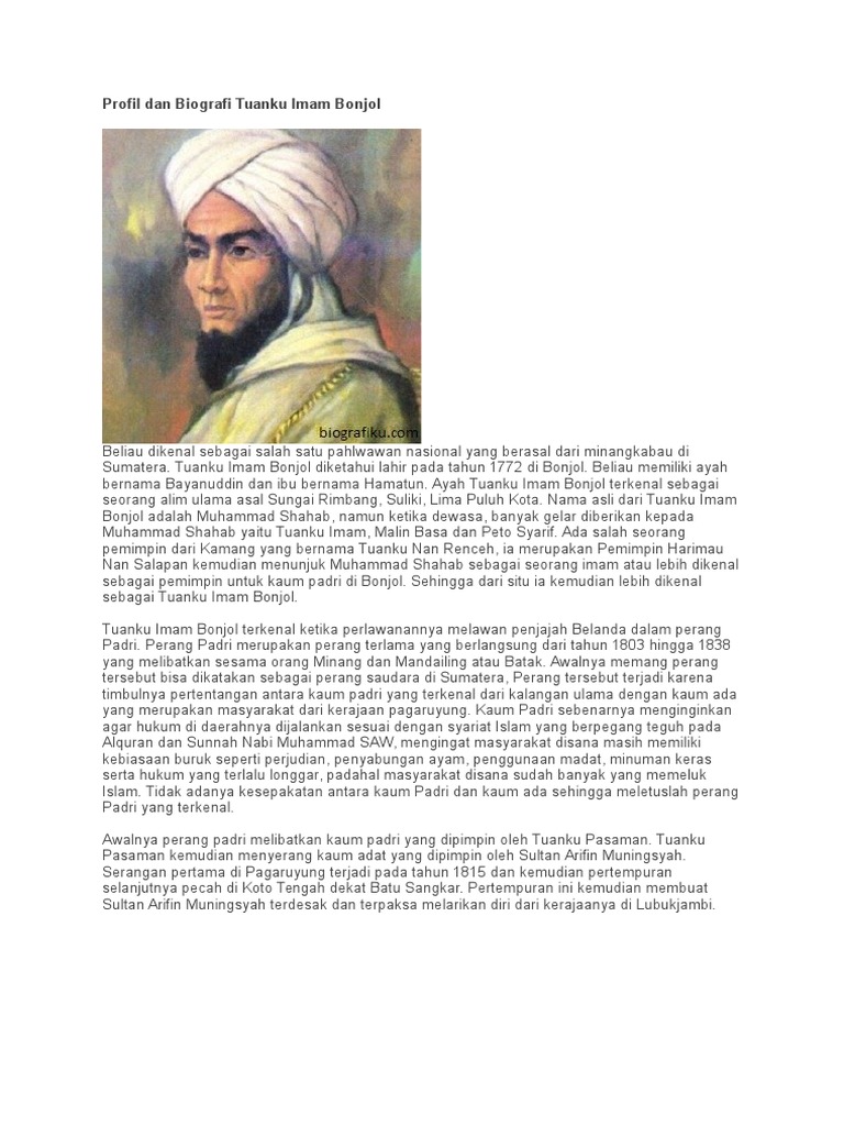 Biografi Tuanku Imam Bonjol | PDF