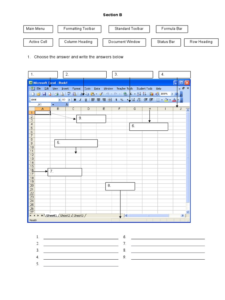 Choose The Answer and Write The Answers Below: Formula Bar Standard ...