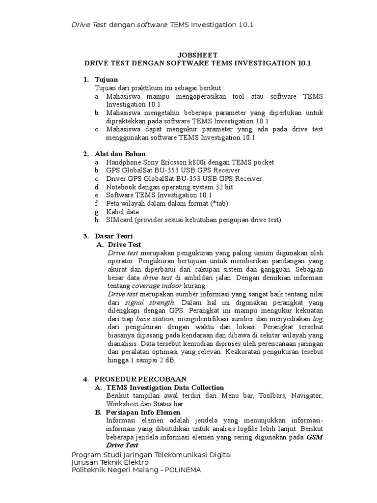 Jobsheet Drive Test | PDF