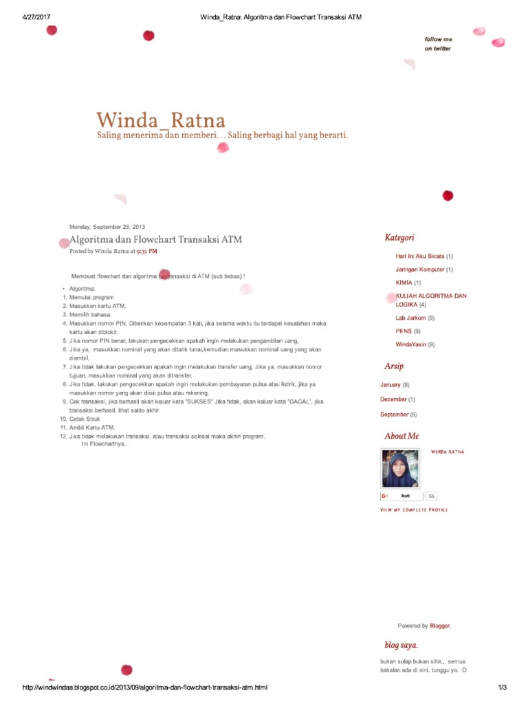 Winda - Ratna - Algoritma Dan Flowchart Transaksi ATM | PDF