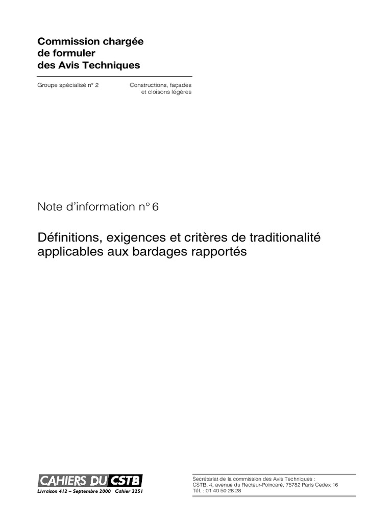 Cahiers CSTB 3251 | PDF