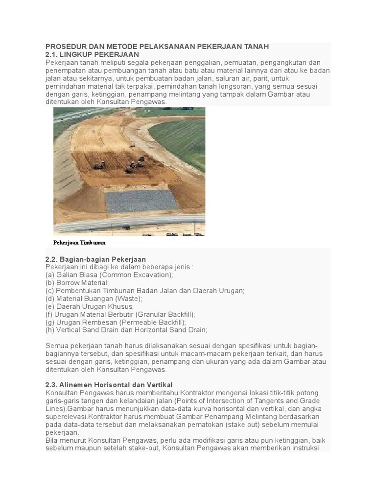 Prosedur Pekerjaan Tanah dan Timbunan | PDF | Sains & Matematika