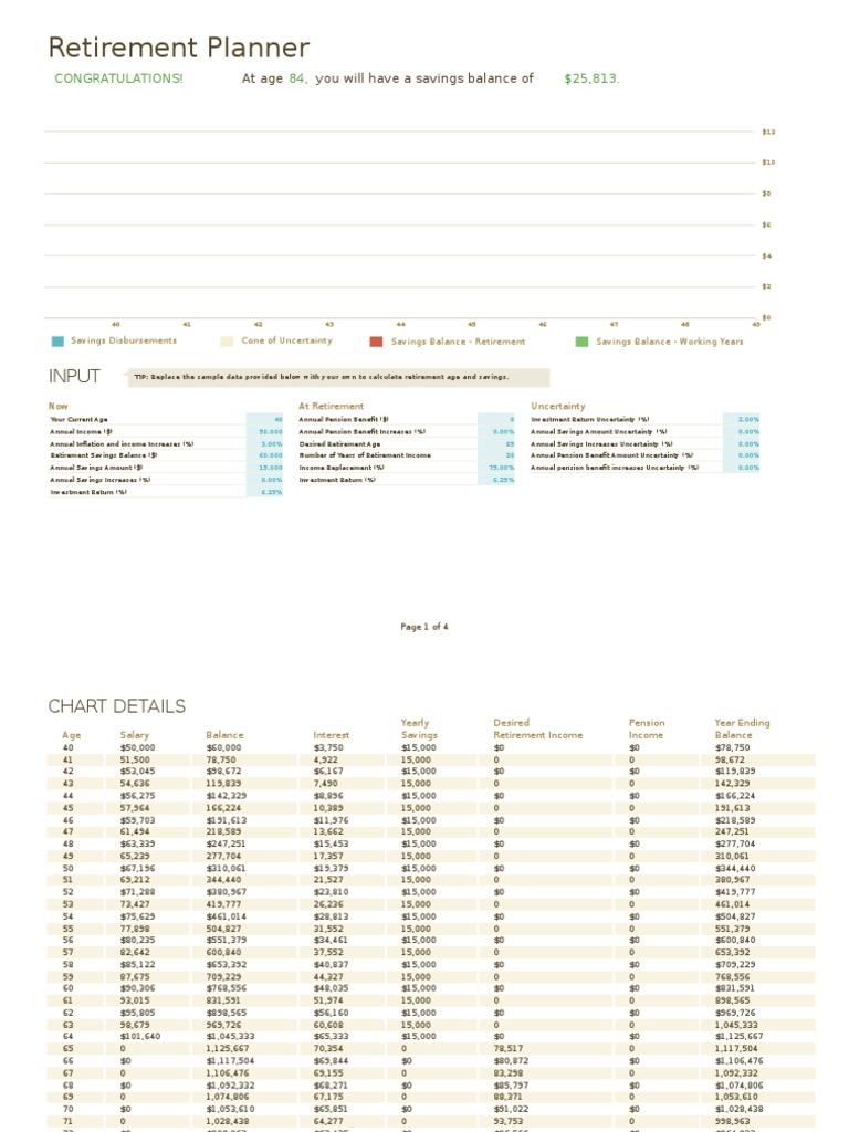 Retirement Planner Template | PDF | Retirement | Pension