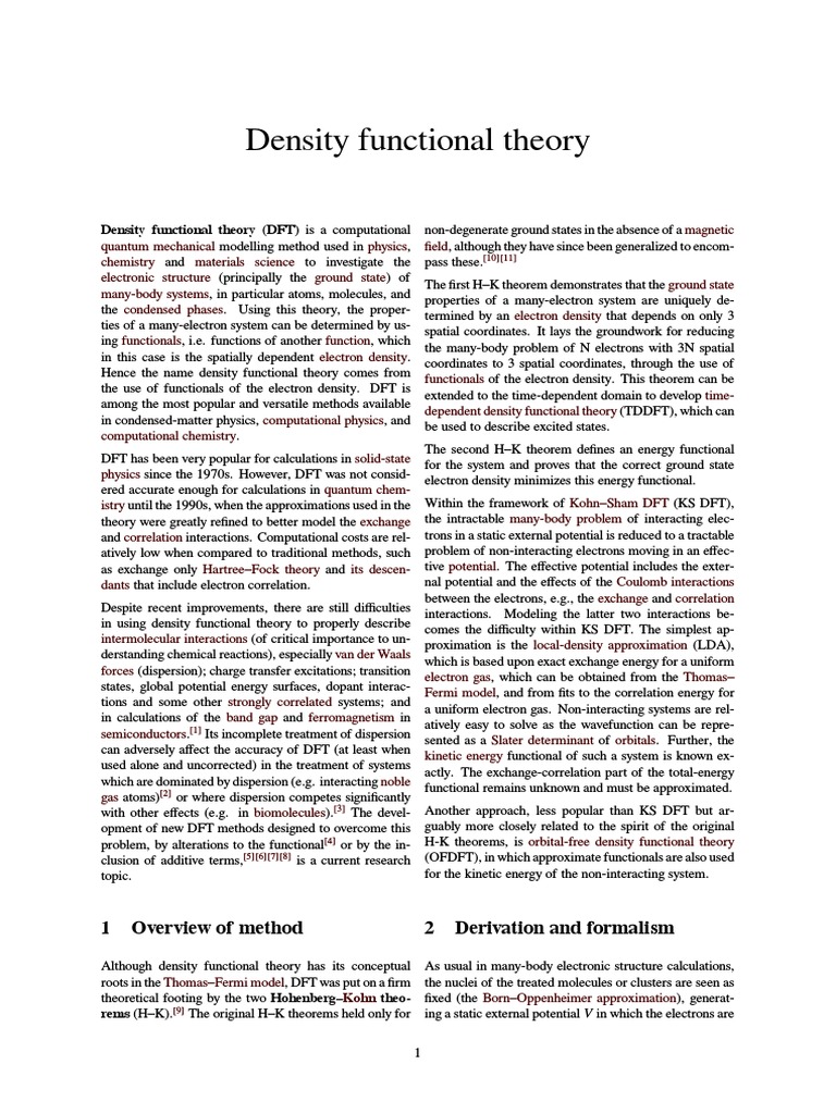 Density Functional Theory | PDF | Density Functional Theory | Atomic