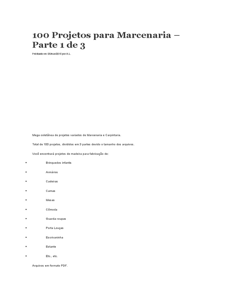 100 Projetos para Marcenaria | PDF
