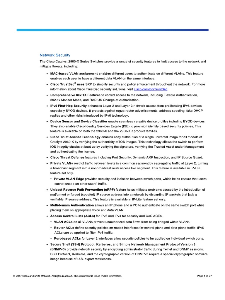 Cisco Catalyst 2960-X Series Switches Data Sheet | PDF