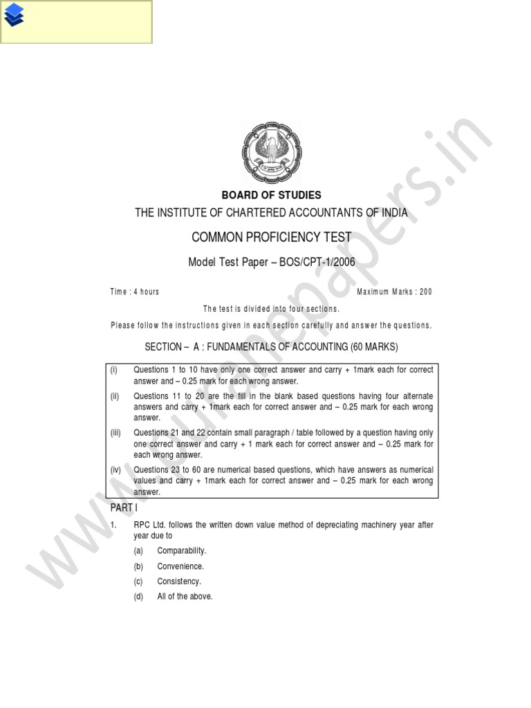 CPT Sample Question Paper | PDF | Debits And Credits | Demand