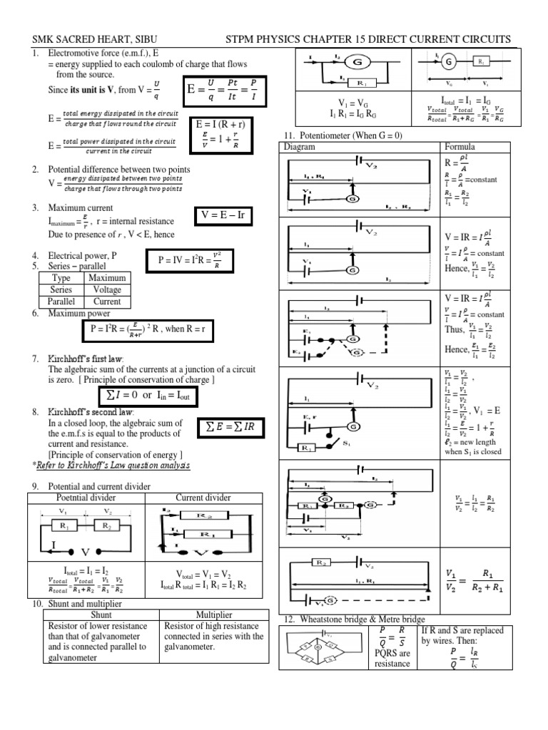 STPM Physics Chapter 15: DC Circuits | PDF | Electric Current | Voltage