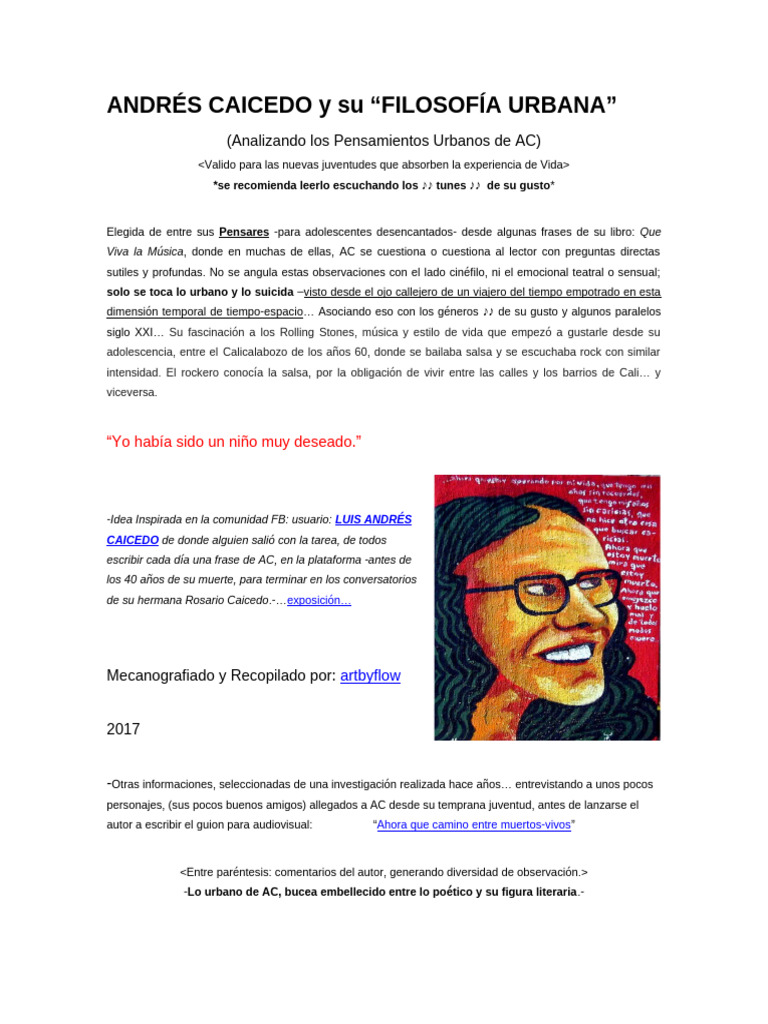 ANDRÉS CAICEDO y Su FILOSOFÍA URBANA | PDF | Edgar Allan Poe | Alma