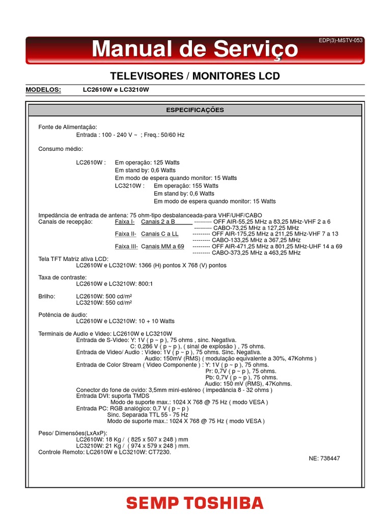 Semp Toshiba LC2610W, LC3210W | PDF | Visor de cristal líquido | Diodo