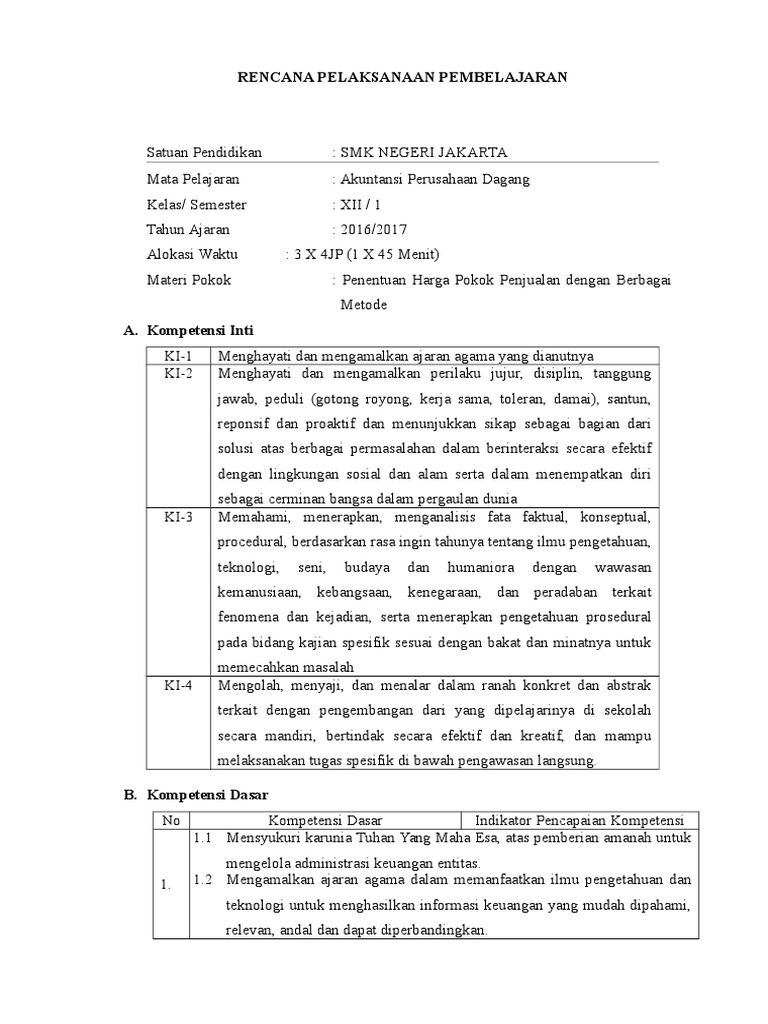 Contoh RPP KD 3 | PDF