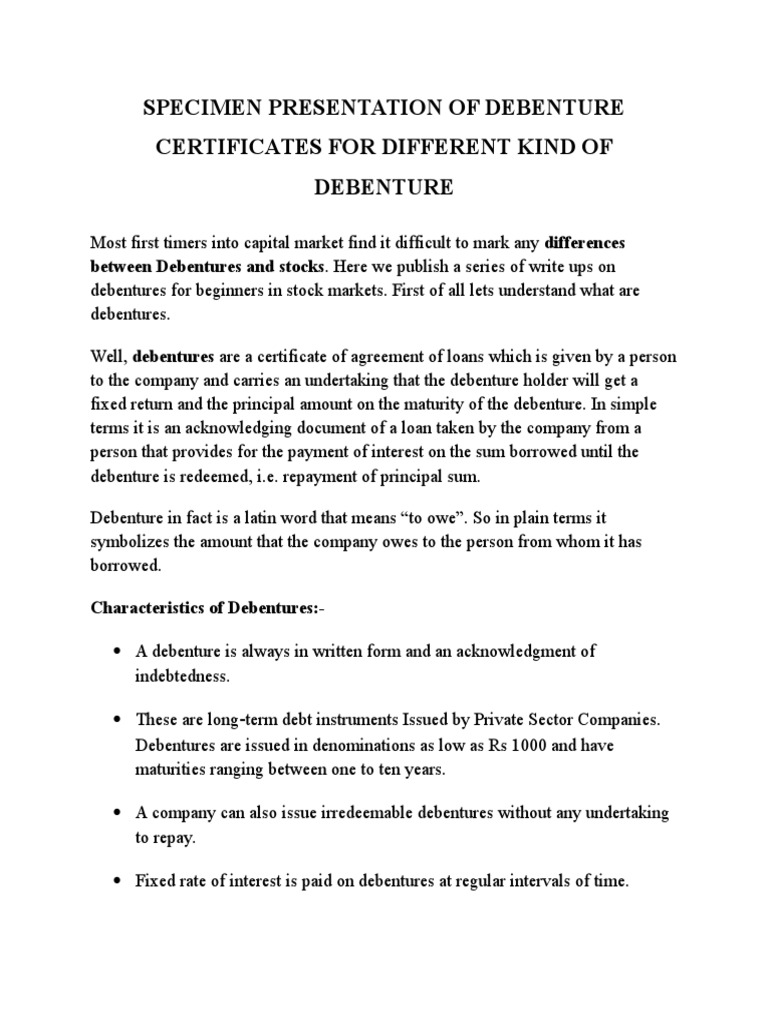 Debenture | PDF | Debenture | Bonds (Finance)