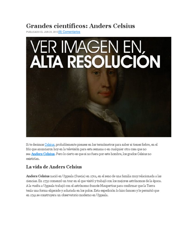 Vida y legado de Anders Celsius | PDF | Celsius | Suecia