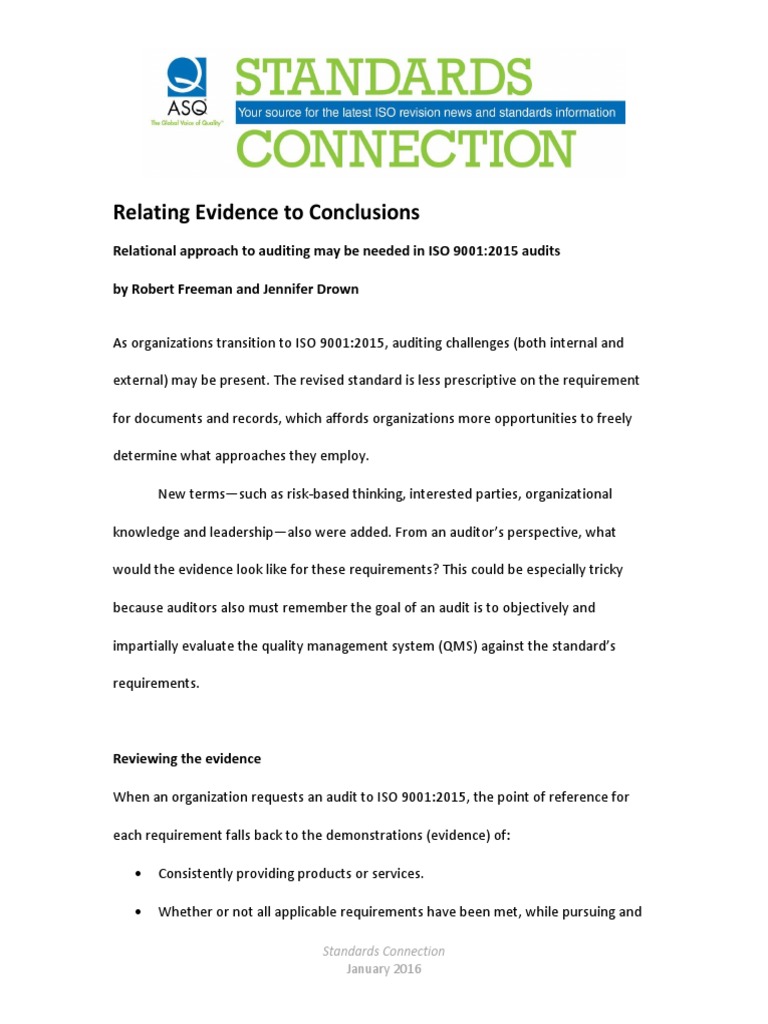 Relating Evidence To Conclusions | PDF | Quality Management System | Audit