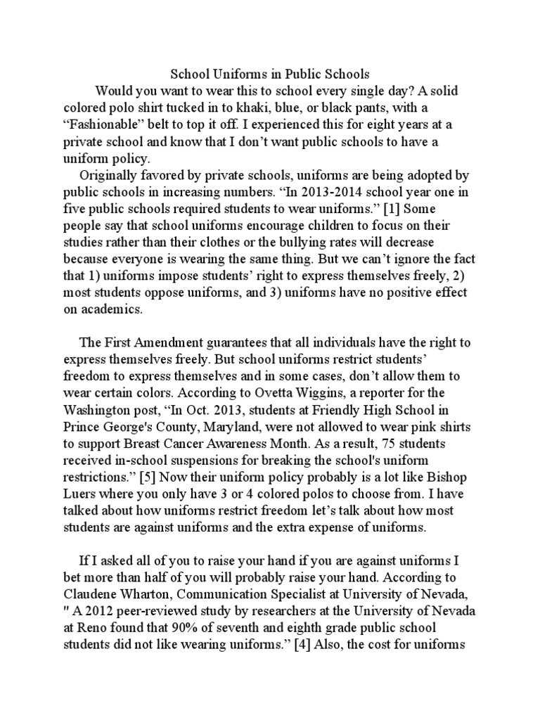 Arguments Against School Uniforms | PDF | Social Institutions | Social ...