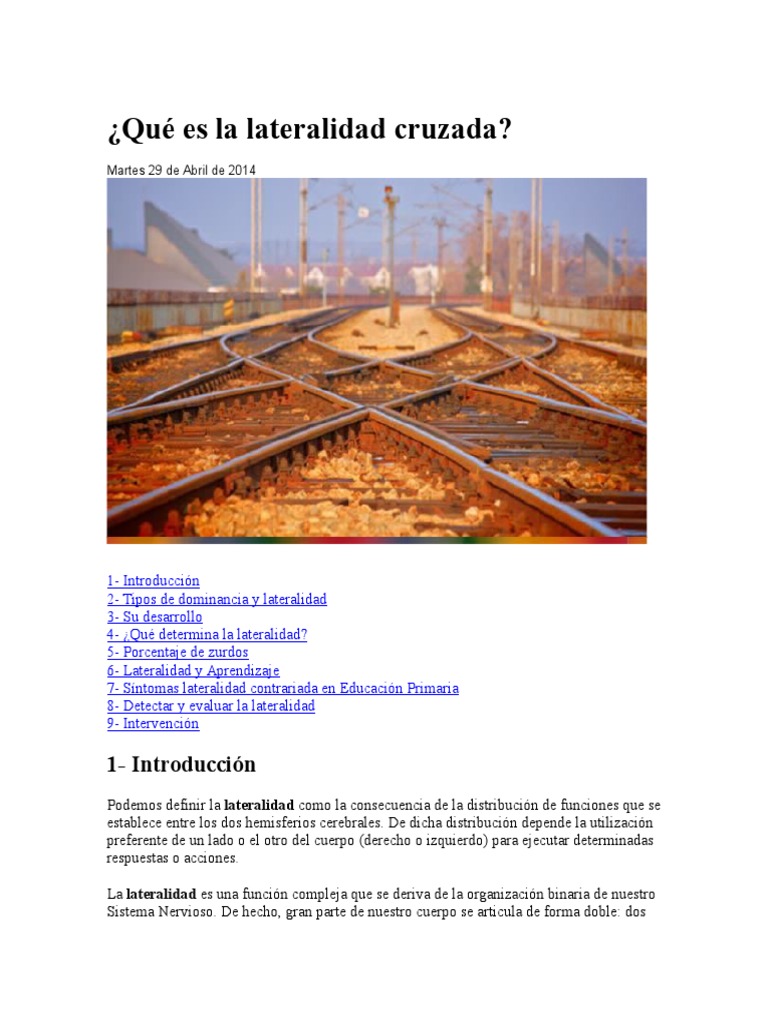Qué Es La Lateralidad Cruzada | PDF | Hemisferio cerebral | Handedness