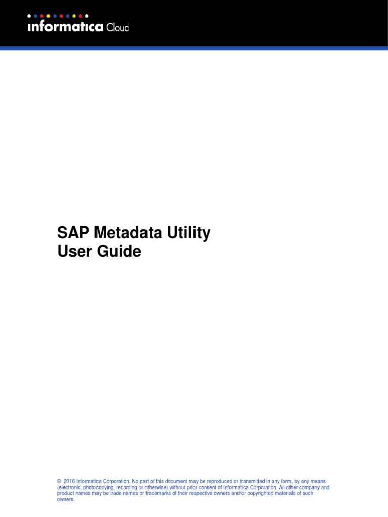 ICloud SAPMetadataUtilityGuide Summer2016 | PDF | Metadata | Parameter (Computer Programming)