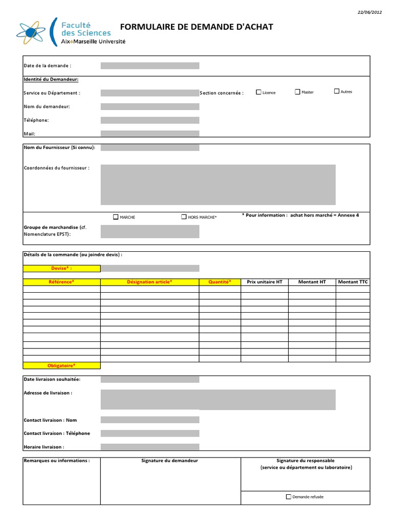 Formulaire de Demande D Achat PDF | PDF