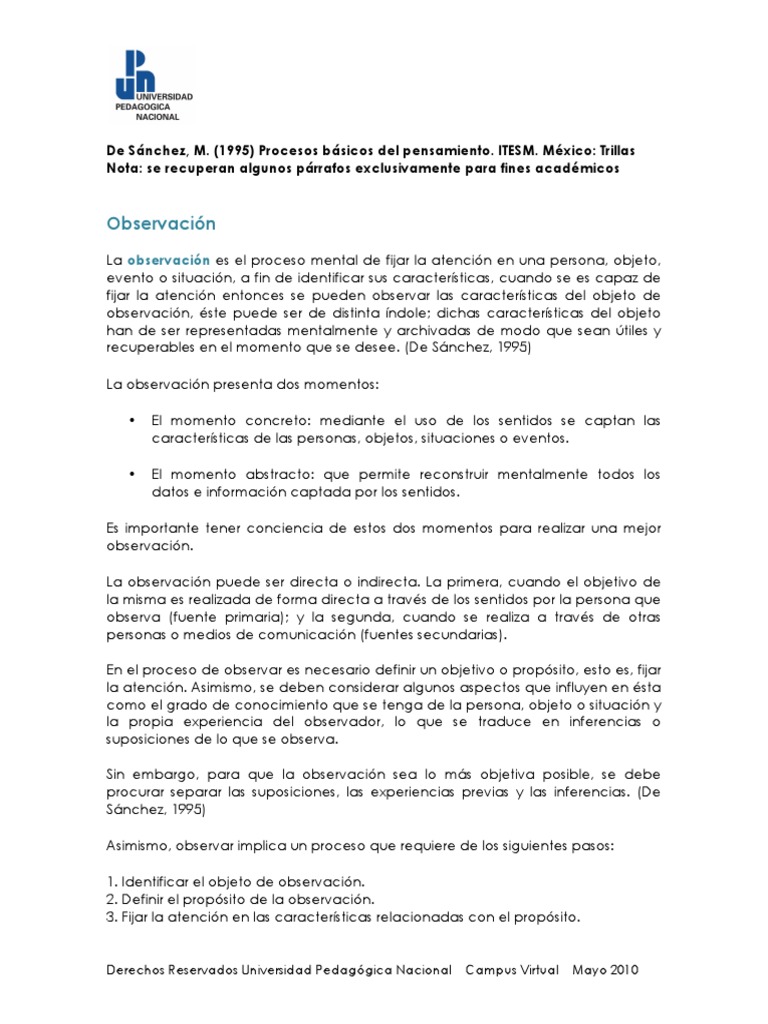 Pasos del Proceso de Observación | PDF | Observación | Información