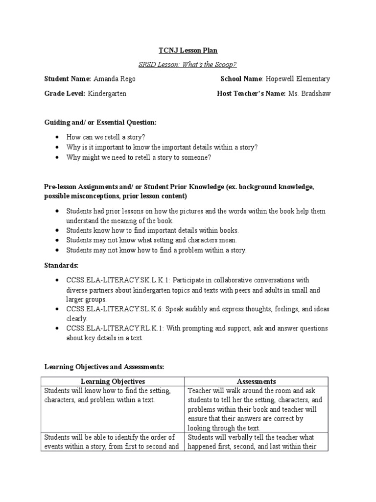 SRSD Lesson Plan | PDF | Lesson Plan | Educational Assessment