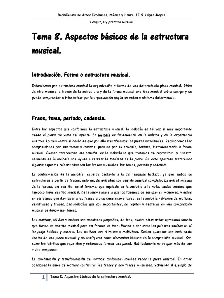 Tema 8. Aspectos Basicos de La Estructura Musical. | PDF | Acorde ...