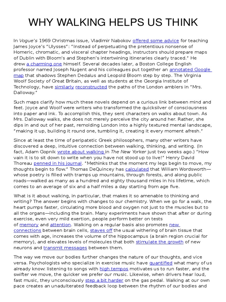 Why Walking Helps Us Think | PDF | Thought | Brain