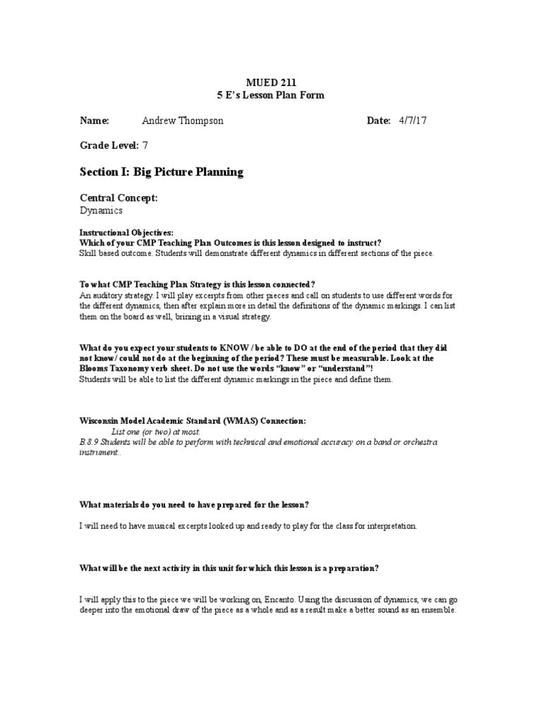 Lesson Plan | PDF | Lesson Plan | Applied Psychology