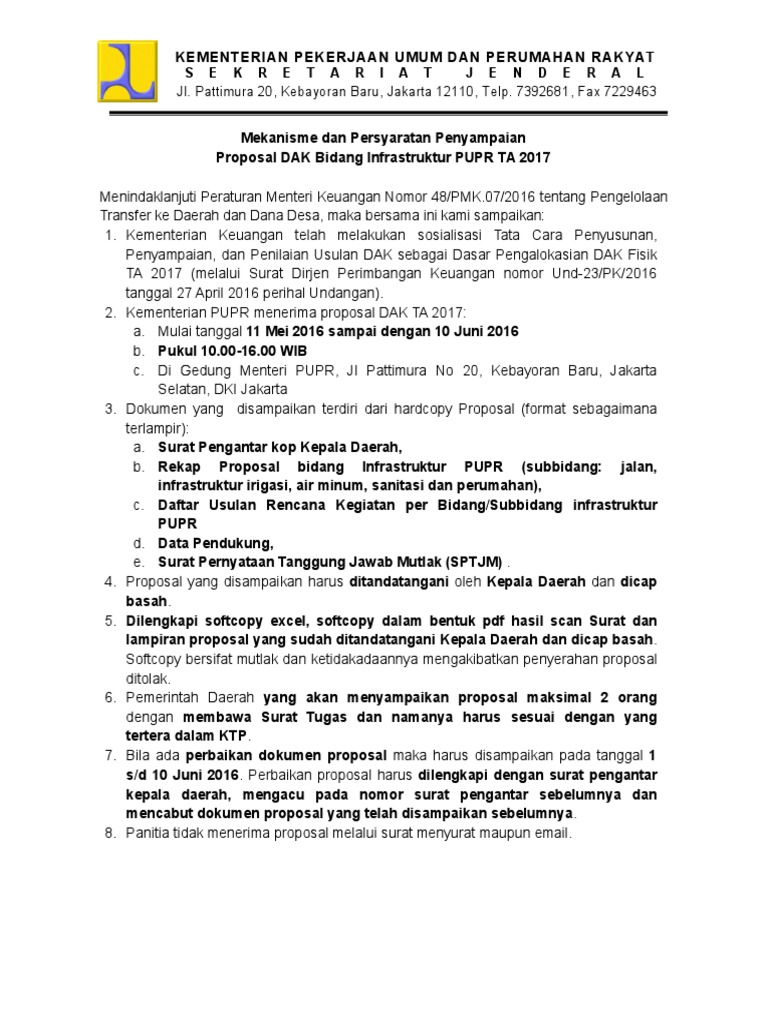 Contoh Proposal Dak Kemen Pu 2016 | PDF