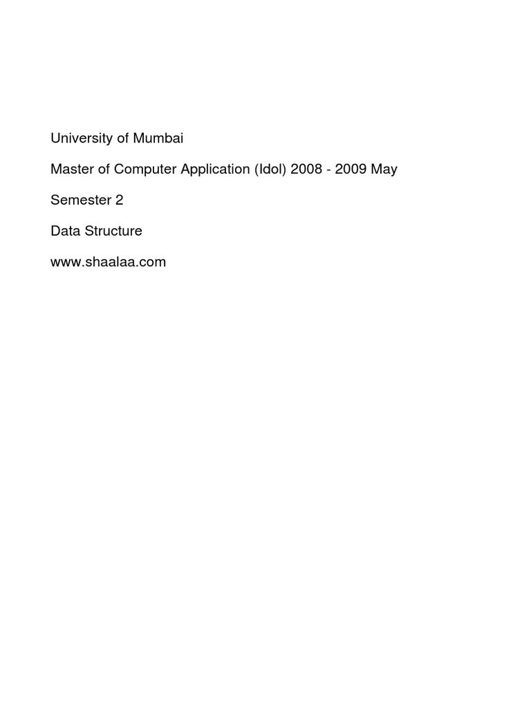 Master of Computer Application (Idol) - 2008-2009 - May - Semester 2 ...